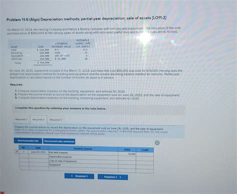 solved problem 11 6 algo depreciation methods