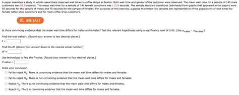 Solved Female Coffee Shop Customers And For Male Coffee Shop Chegg