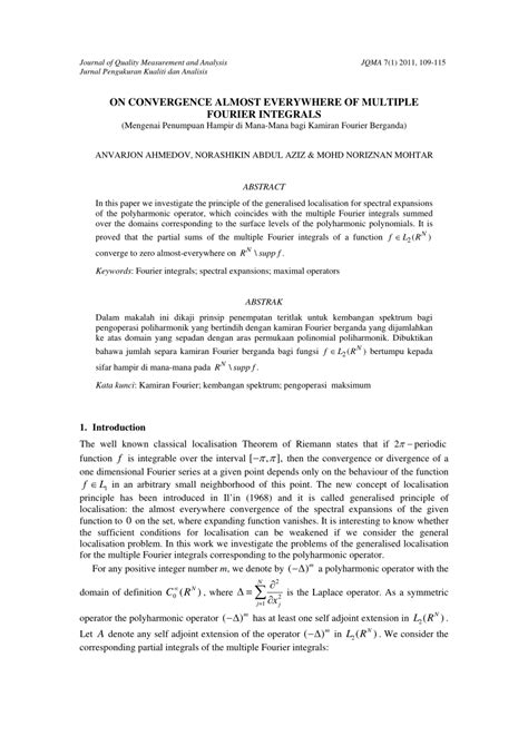 Pdf On Convergence Almost Everywhere Of Multiple Fourier Integrals