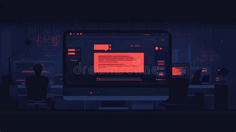Computer Screen Displaying Dark Themed Warning Message In Office Stock