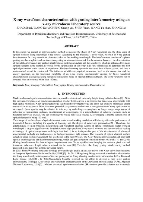 Pdf X Ray Wavefront Characterization With Grating Interferometry Using An X Ray Microfocus