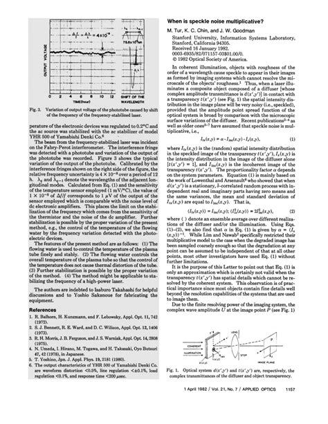 Pdf When Is Speckle Noise Multiplicative