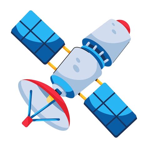 인공위성의 맞춤형 평면 아이콘 프리미엄 벡터