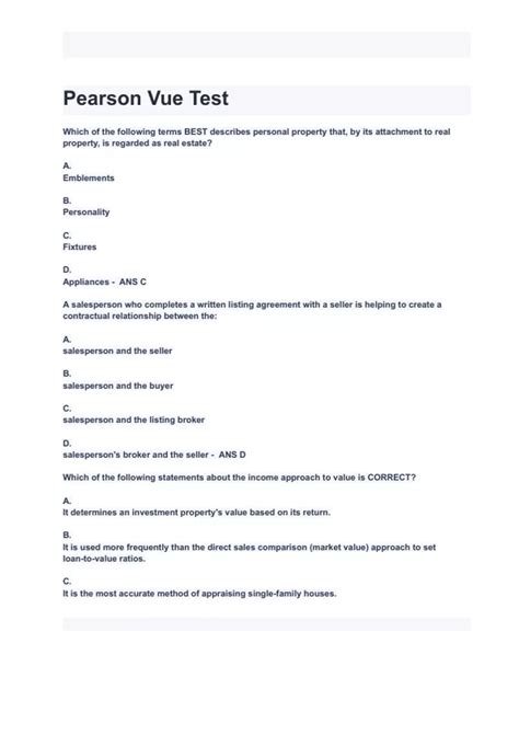 Pearson Vue Test Questions With Correct Answers 2024 A Graded 100