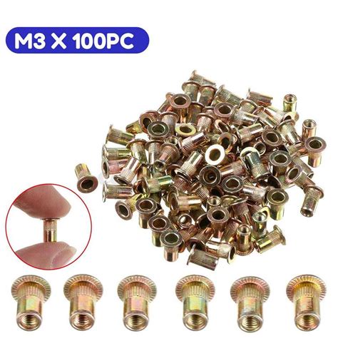 166pcs Set Mixed Carbon Steel Rivet Nut M3 Nut Zin Grandado
