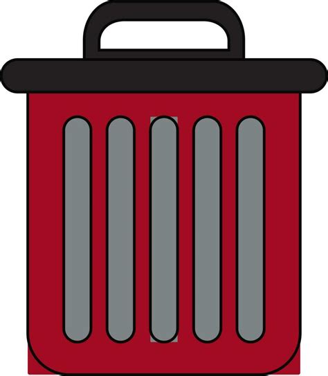Black Line Art Illustration Of A Delete Box In Red And Grey Color 24225953 Vector Art At Vecteezy