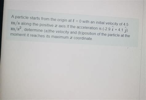 Solved A Particle Starts From The Origin At T With An Chegg