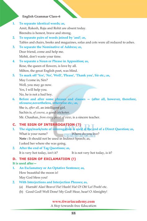 Class English Grammar Chapter Punctuation Updated For