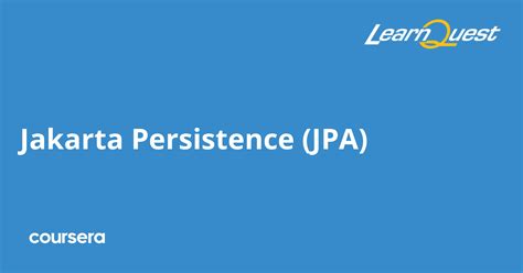 Jakarta Persistence Jpa Coursera