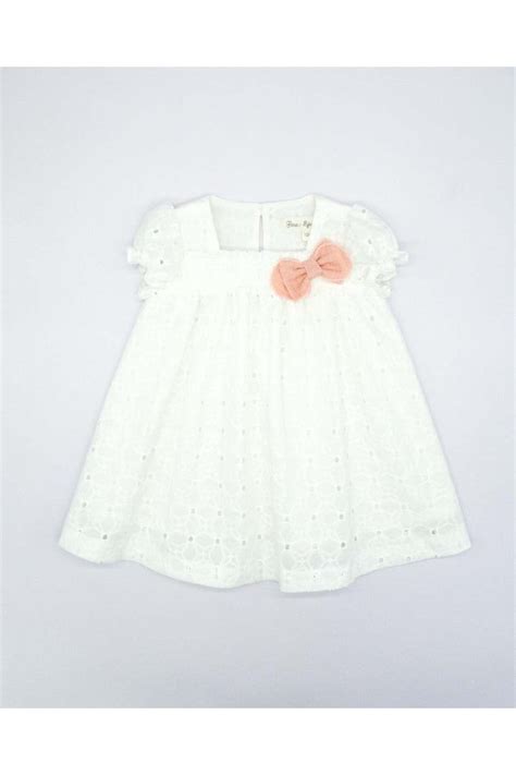 White Embroidered Dress For Girls Mibonbón
