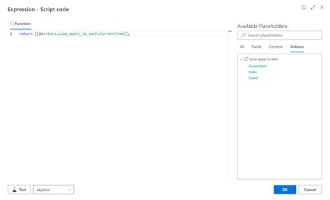 Action Loop Apply To Each Skybow Portal