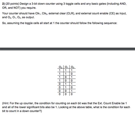 Solved Design A 3 Bit Down Counter Using 3 Toggle Cells And