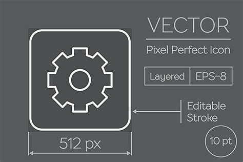 Gear Pixel Perfect Icon Square Office Perfect Vector Square Office Perfect Png And Vector