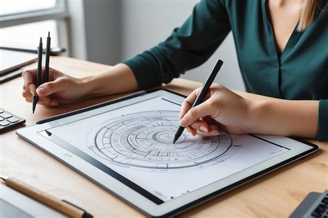 Cropped Image Of A Female Graphic Design Using Graphic Tablet And
