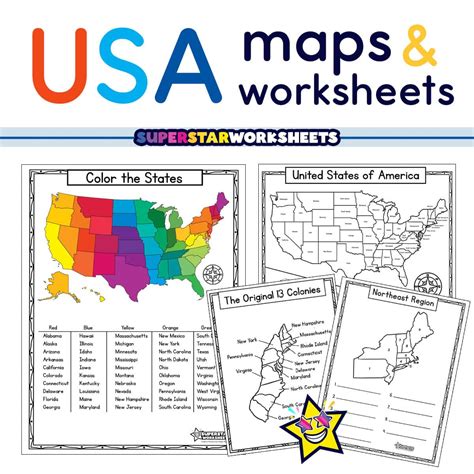 50 States Worksheets And Research Printables State Maps Included