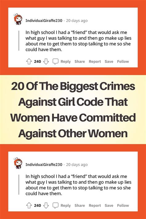 20 Of The Biggest Crimes Against Girl Code That Women Have Committed Against Other Women Artofit