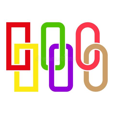 Color Chain Icons Linked Square Shapes Abstract Connection Form Vector Loop Structure Stock