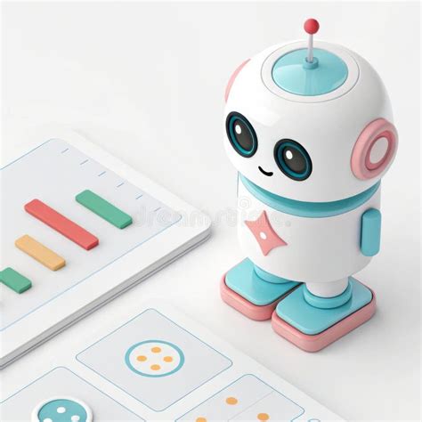A Cute Cartoon Style Ai Robot Alongside A Digital Interface Displaying