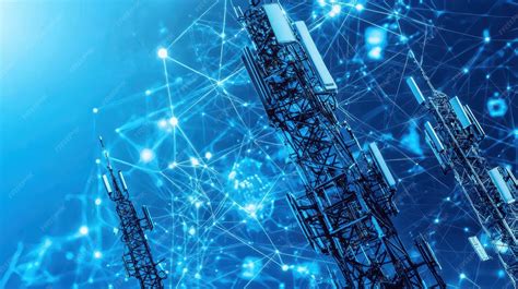 Telecommunications Tower With Network Connection Abstract Blue