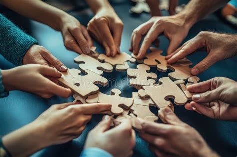 Business Team Assembling Jigsaw Puzzle Concept Of Cooperation And Partnership Stock