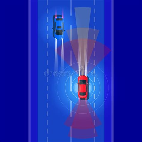 Smart Autonomous Driverless Electric Car Driving On Highway Road To The City Center Stock Vector