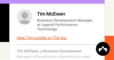 Tim Mcewen Business Development Manager At Legend Performance Technology The Org