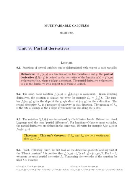 Lecture 09 Pdf Derivative Partial Differential Equation