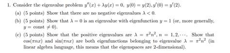 Solved Consider The Eigenvalue Problem Y X Y X Chegg