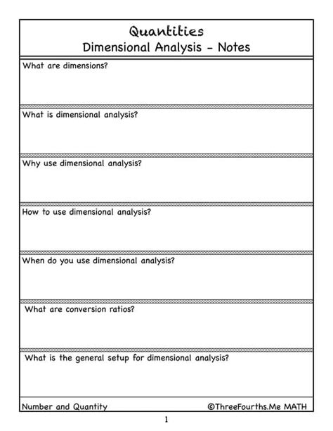 Notes Dimensional Analysis By Threefourthsme Tpt