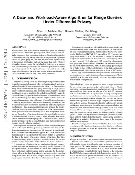 Pdf A Data And Workload Aware Algorithm For Range Queries Under