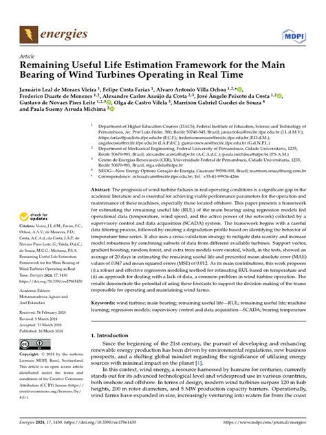 Remaining Useful Life Estimation Framework For The Main Bearing Of Wind