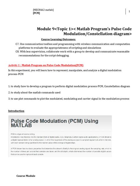 Module 9 Lab 8 2 Pdf Modulation Matlab