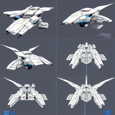 Sci Fi Spaceship D Top Down Game Asset Top View Sharp And Crisp Lines Sprite Sheet Top