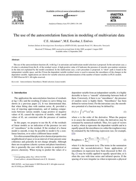Pdf The Use Of The Autocorrelation Function In Modeling Of
