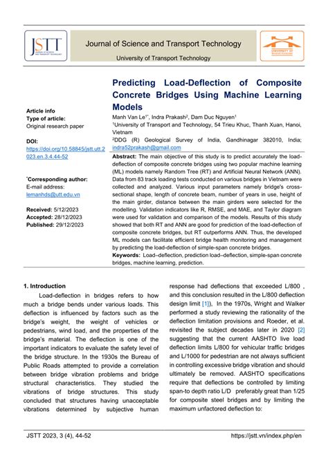 Pdf Predicting Load Deflection Of Composite Concrete Bridges Using