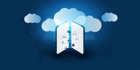Abstract Blue Minimal Style Cloud Computing Networks Consumer Mobile Telecommunications