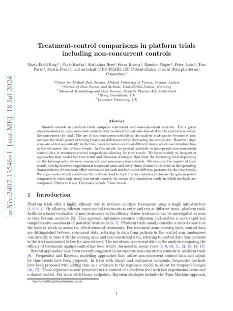 Treatment Control Comparisons In Platform Trials Including Non