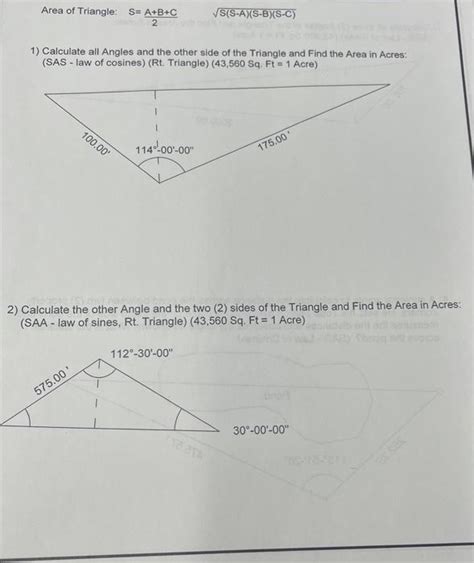 Solved Area Of Triangle S 2a B Cs S−a S−b S−c 1