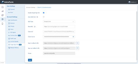Sso Integration With Astrofarm