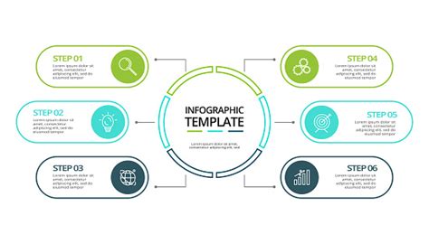 비즈니스 데이터 시각화 프로세스 차트 그래프의 요소 6 단계 옵션 부품 또는 프로세스와 다이어그램 프리젠 테이션을위한 벡터 비즈니스 템플릿 인포그래픽을 위한 크리에이티브