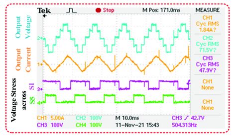 output voltage and current profile of five level mli with rl load at