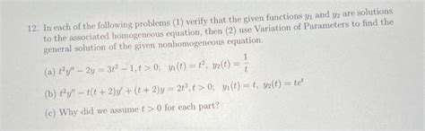 Solved 12 In Each Of The Following Problems 1 Verify That Chegg Com