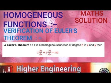 EULER S THEOREM ON PARTIAL DERIVATIVES Viral Maths Eulertheorem YouTube