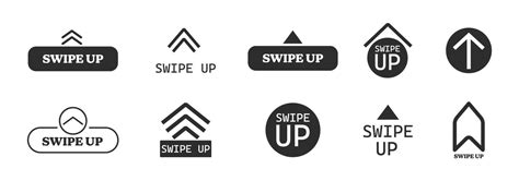 Swipe Up Slide Arrow Button Scroll Ui Icon Interface Simple Sign Set Of Buttons For Social