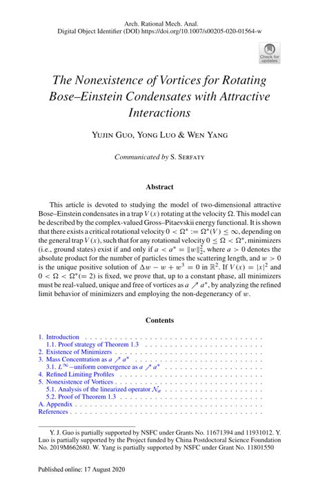 Pdf The Nonexistence Of Vortices For Rotating Boseeinstein