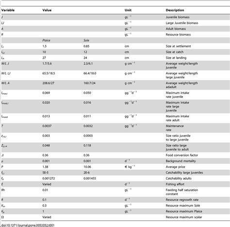 Model Variables Parameters And Their Values Download Table