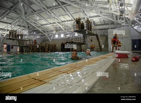 Us Marine Corps Recruits With Hotel Company 2nd Recruit Training Battalion Swim During The