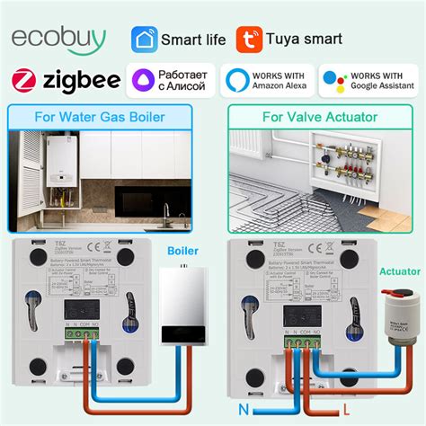 Tuya Zigbee 스마트 온도조절기 난방 배터리 가스 보일러 바닥 난방 컨트롤러 알렉사 구글 홈 어시스턴트 앨리스 가족 지능 시스템