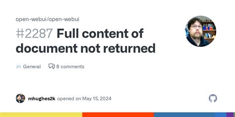 Full Content Of Document Not Returned · Open Webui Open Webui