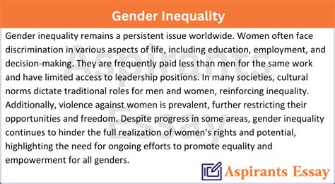 Paragraph On Gender Inequality In English Words